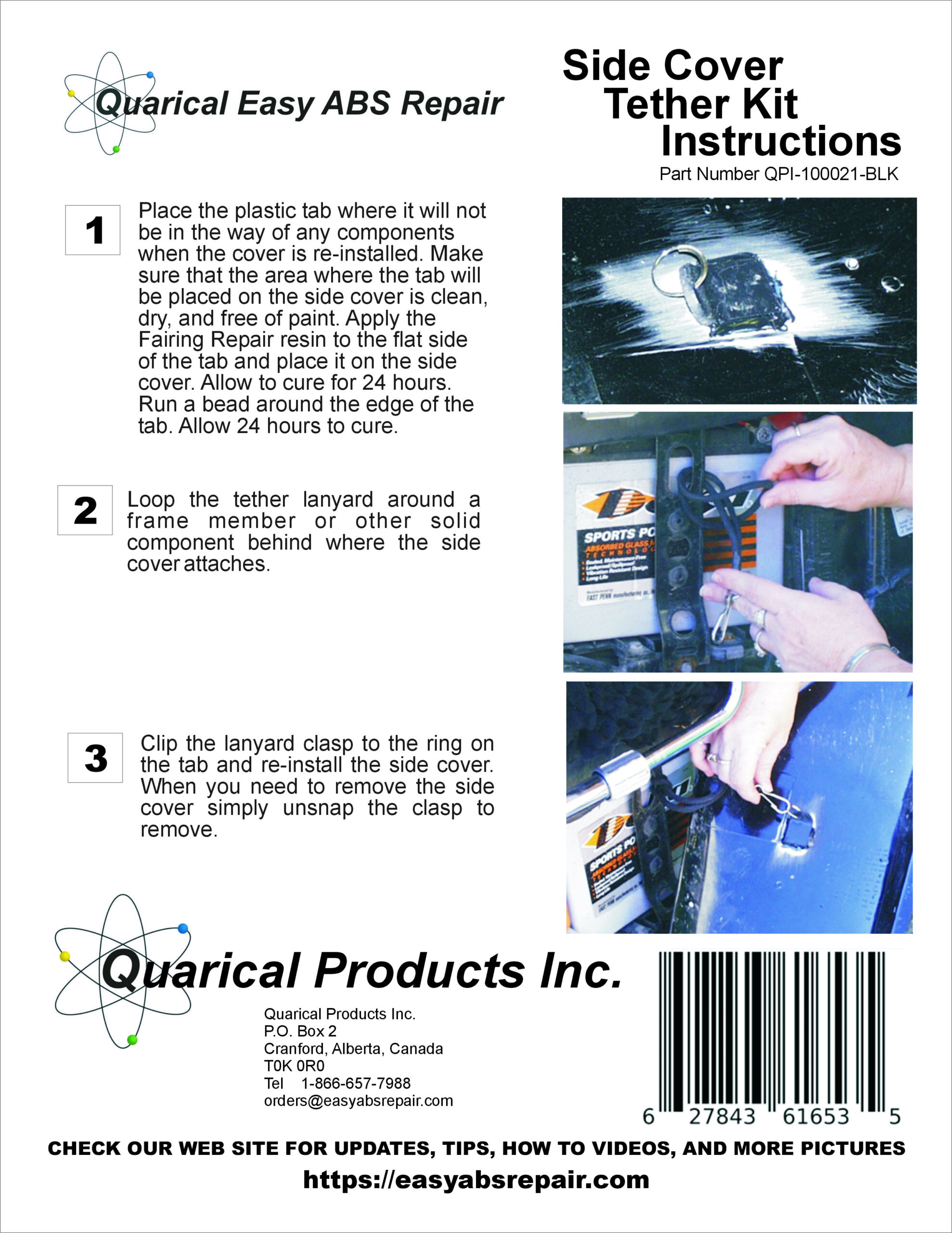 Quarical Easy ABS Repair Side Cover Tether Kit | Easy ABS Plastic Repair